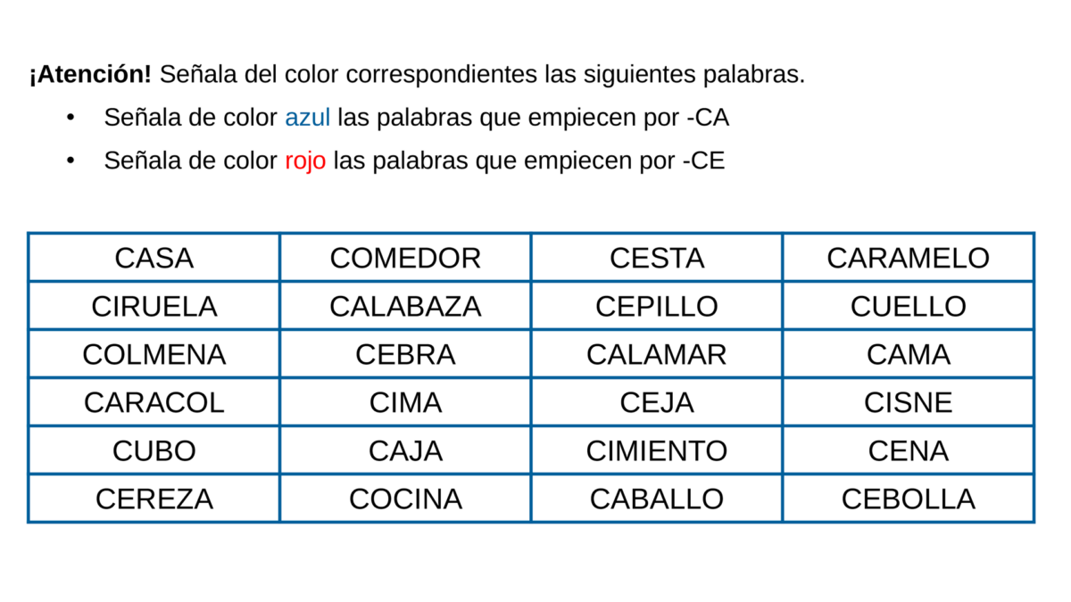 Busca la sílaba correcta
